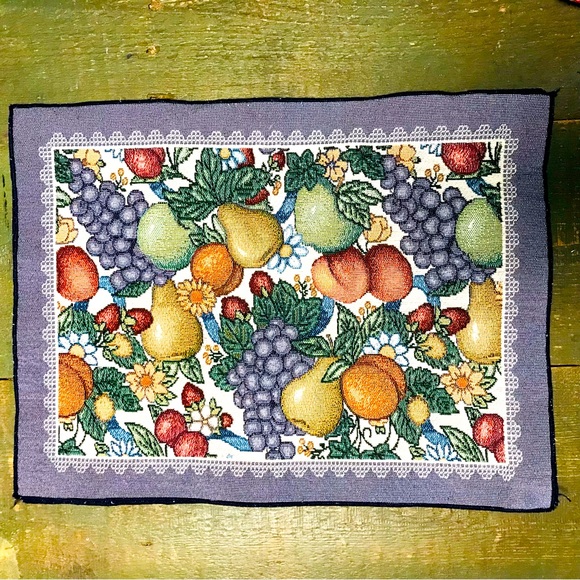 Kitchen | Vibrant Fruit Cocktail Tapestry Placemats Fruit Design Farm ...